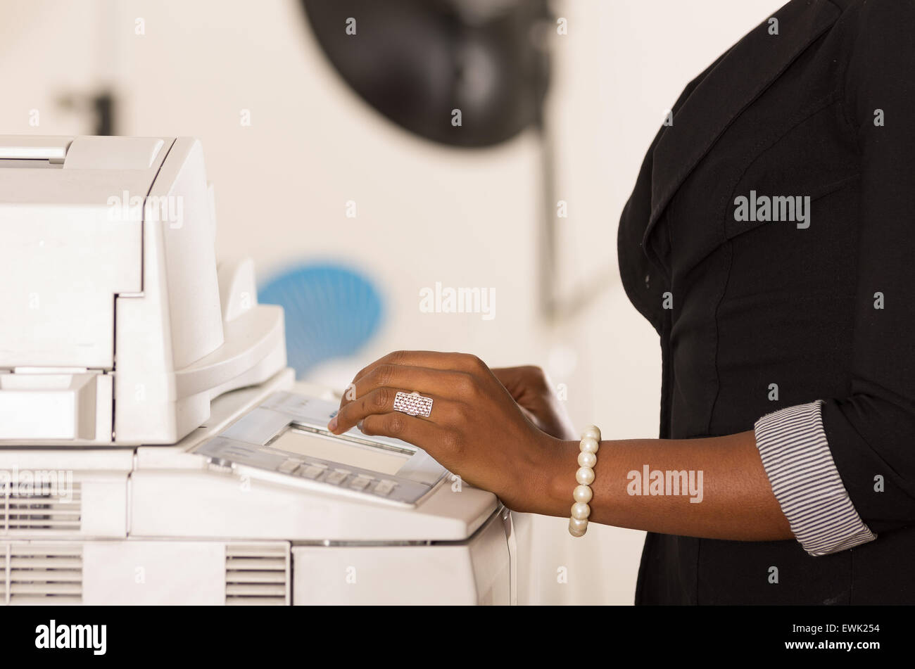 Office womans hand working copy machine Stock Photo - Alamy