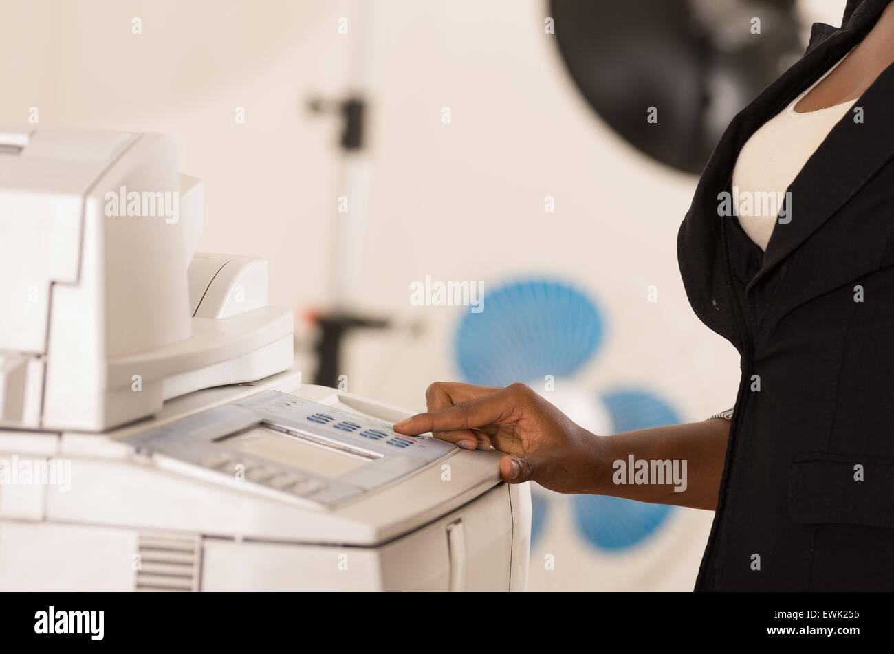 Office womans hand working copy machine Stock Photo - Alamy