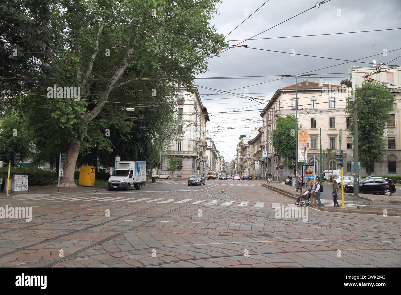 Street view of a residential area in Milan, Italy Stock Photo - Alamy