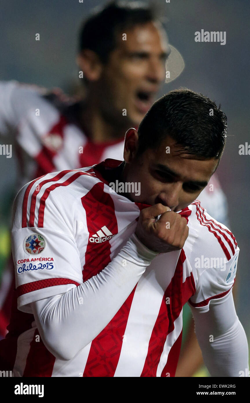 Concepcion, Chile. 27th June, 2015. Paraguay's Derlis Gonzalez ...