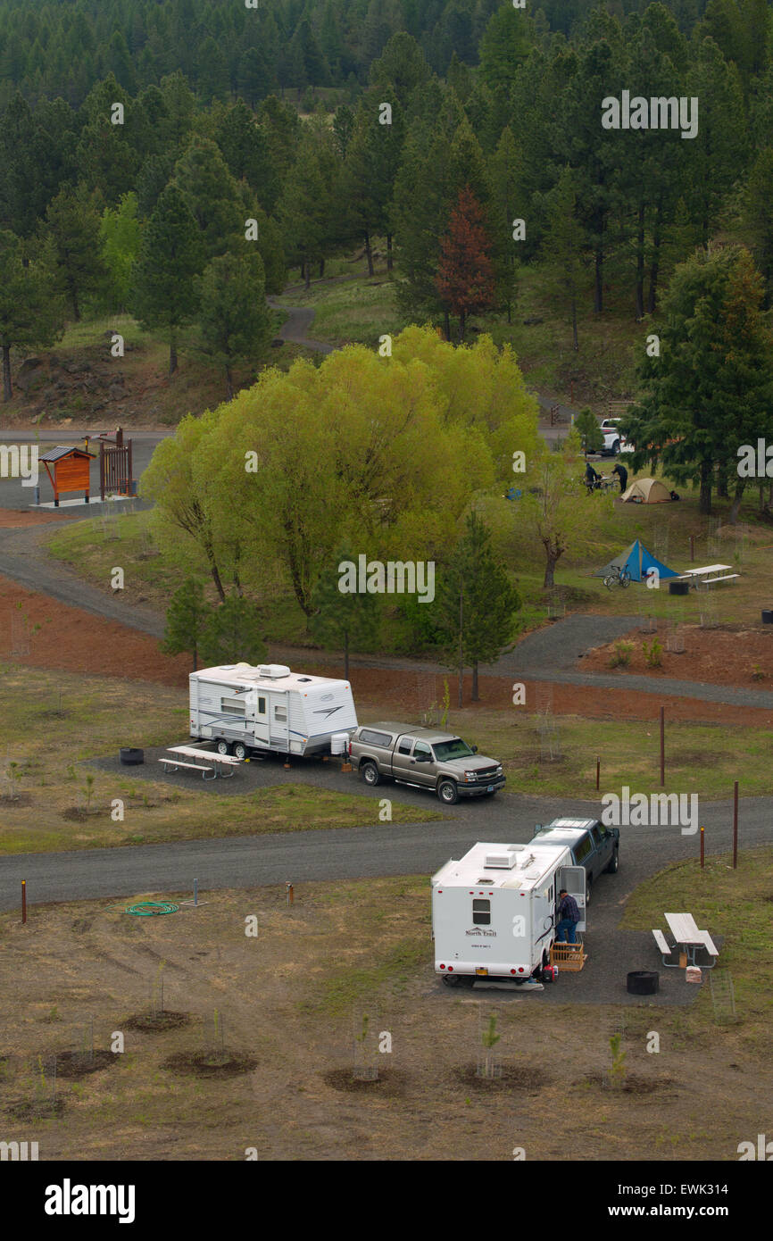 Trailer in Campground, Bates State Park, Oregon Stock Photo - Alamy