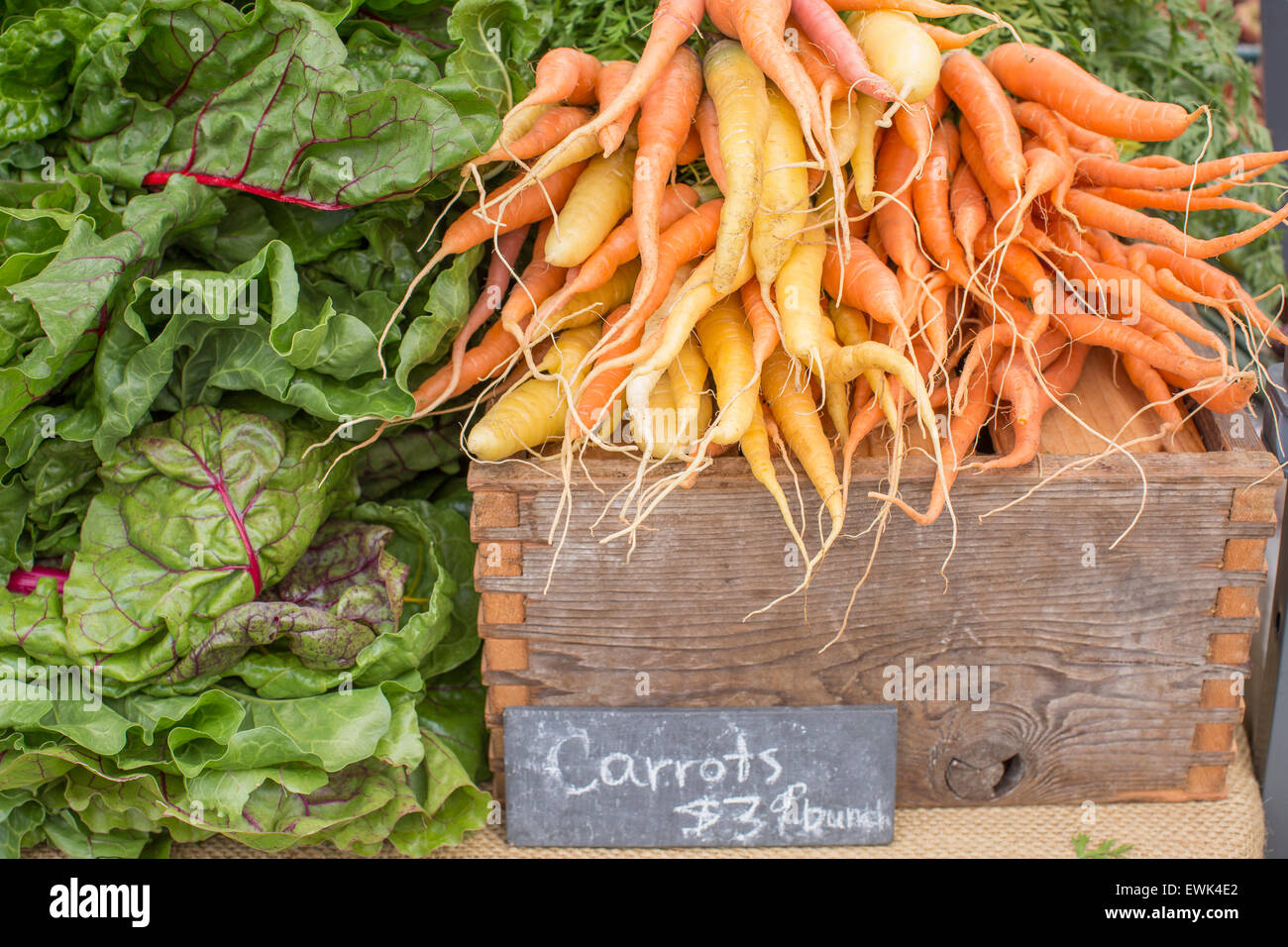 Fresh, local chard and carrots at Sebastopol farmer's market, Sonoma ...