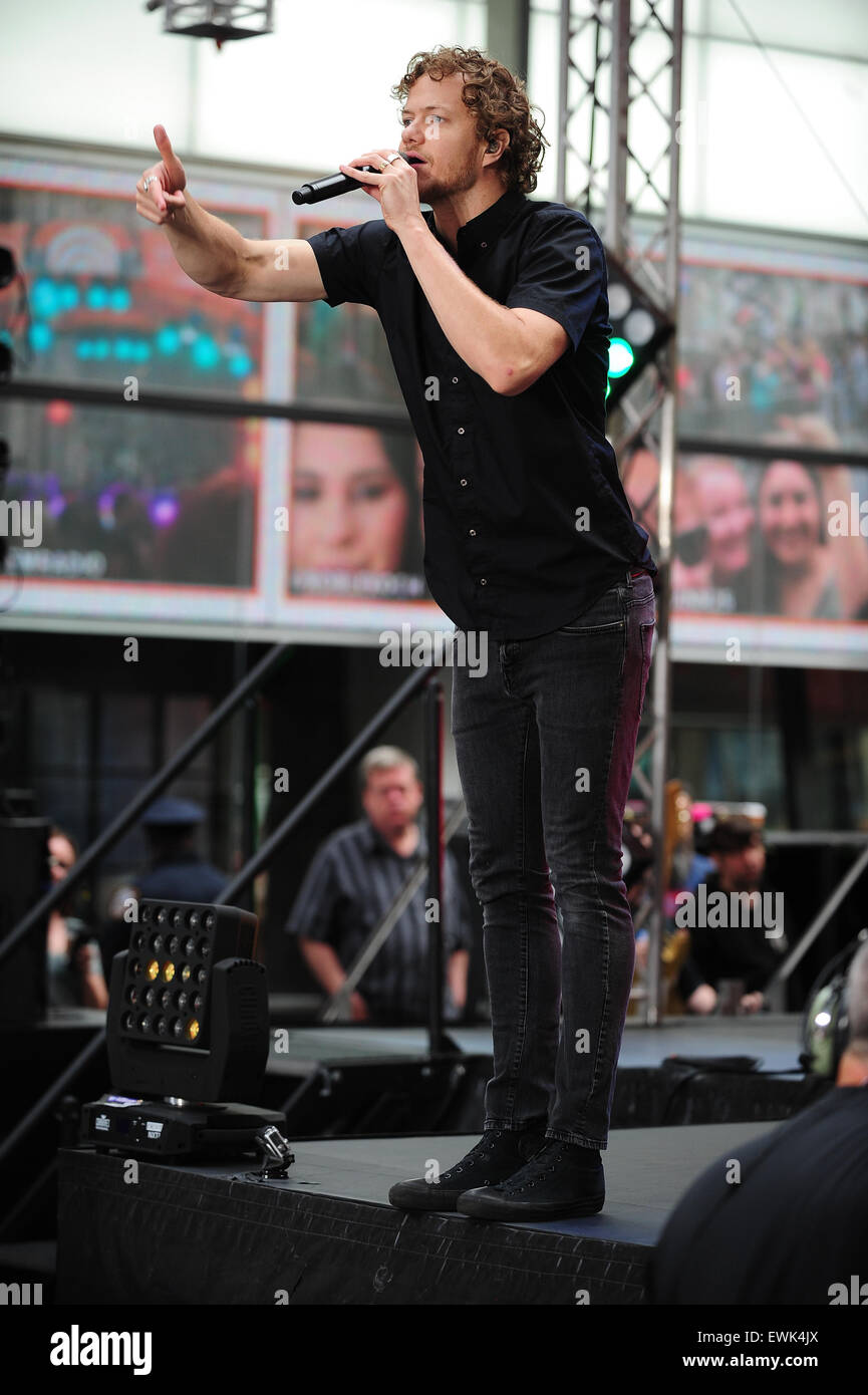New York, NY. 26th June 2015. American band Imagine Dragons performs ...