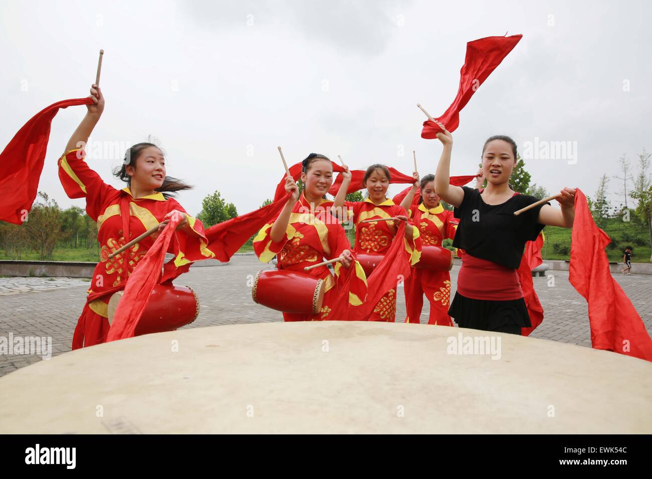 Jiaozuo, China's Henan Province. 28th June, 2015. Villagers practice ...