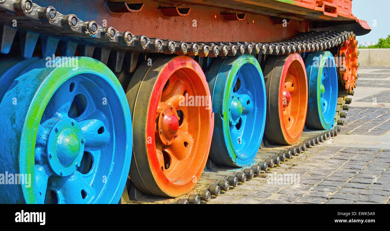 Tracks of the tank on the ground Stock Photo - Alamy