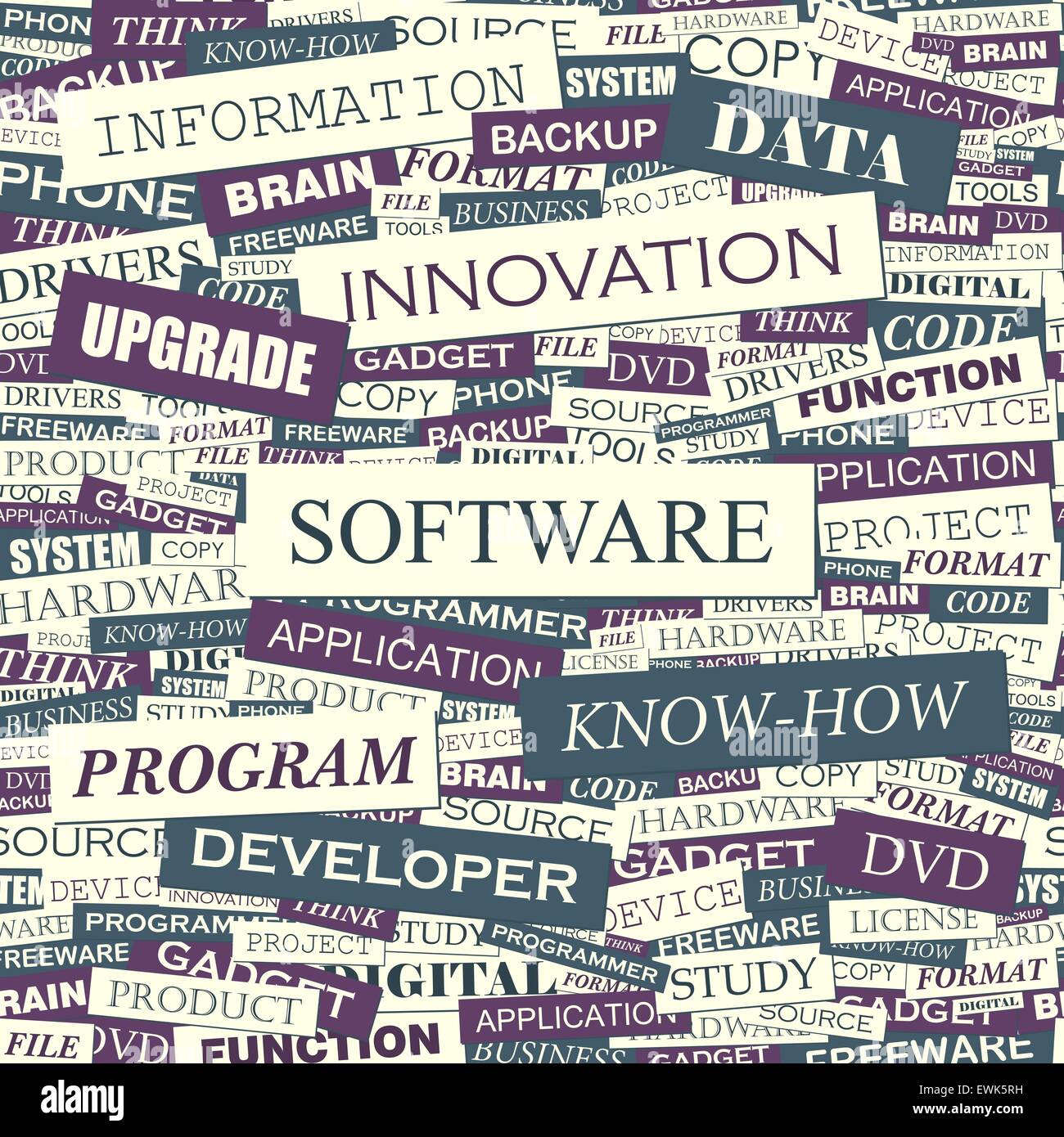 SOFTWARE. Seamless pattern. Concept related words in tag cloud ...