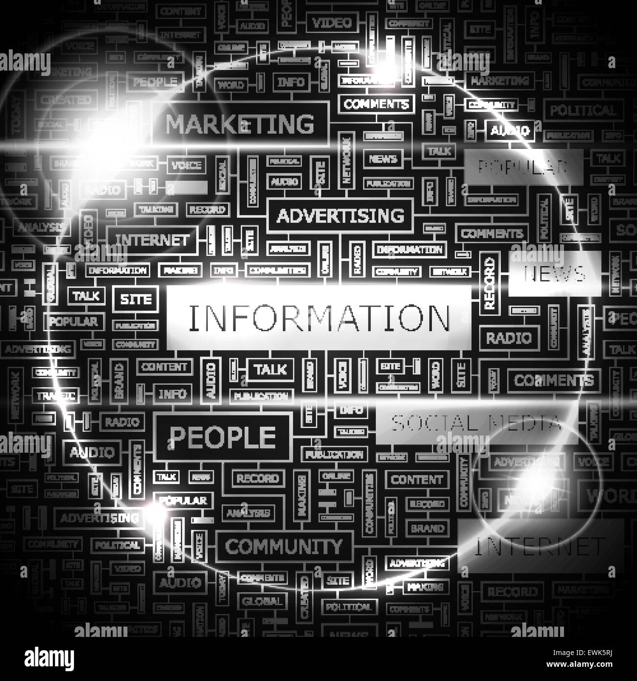 Information Word Cloud Illustration Tag Cloud Concept Collage Stock