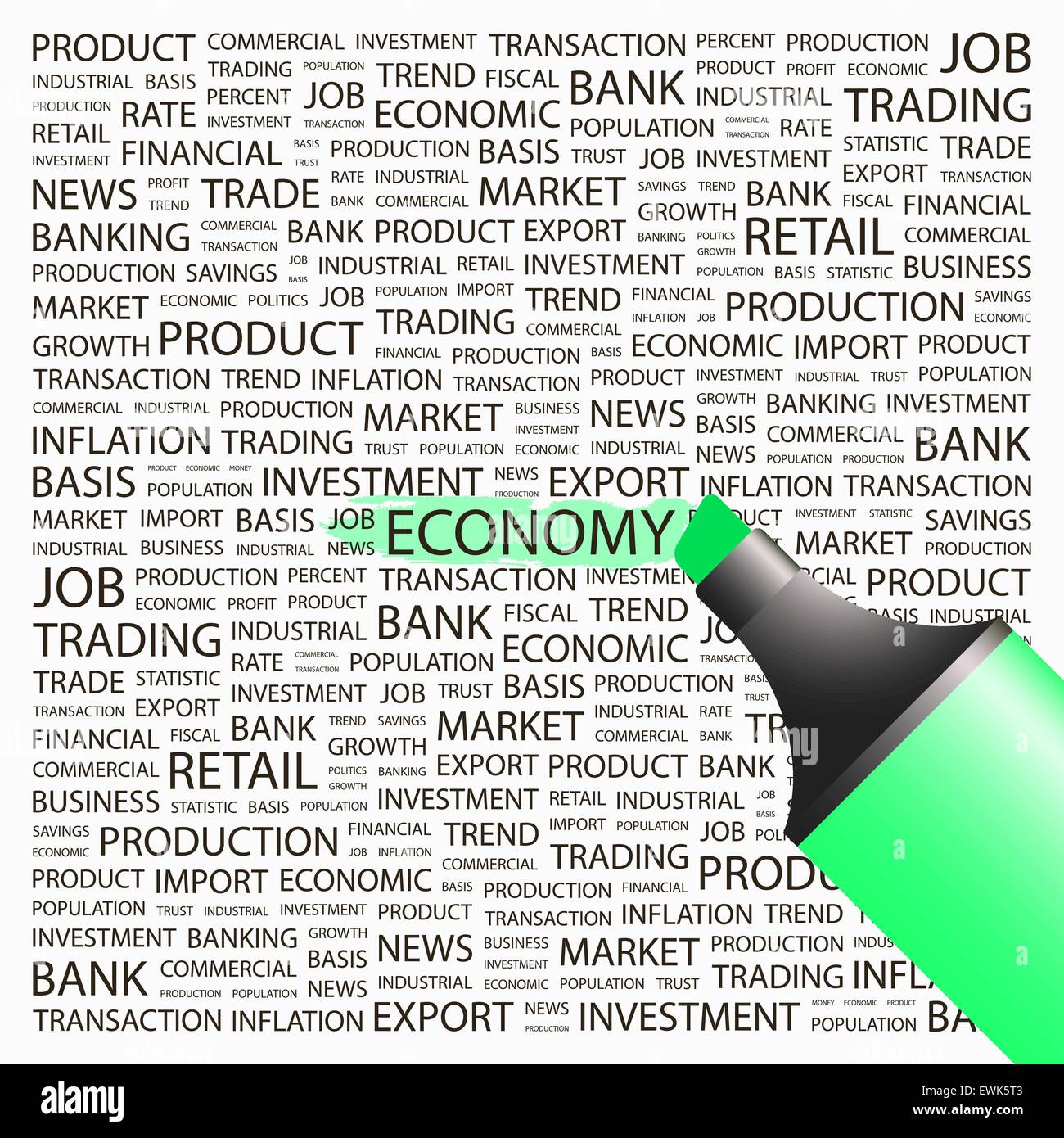 ECONOMY. Concept illustration. Graphic tag collection. Wordcloud ...