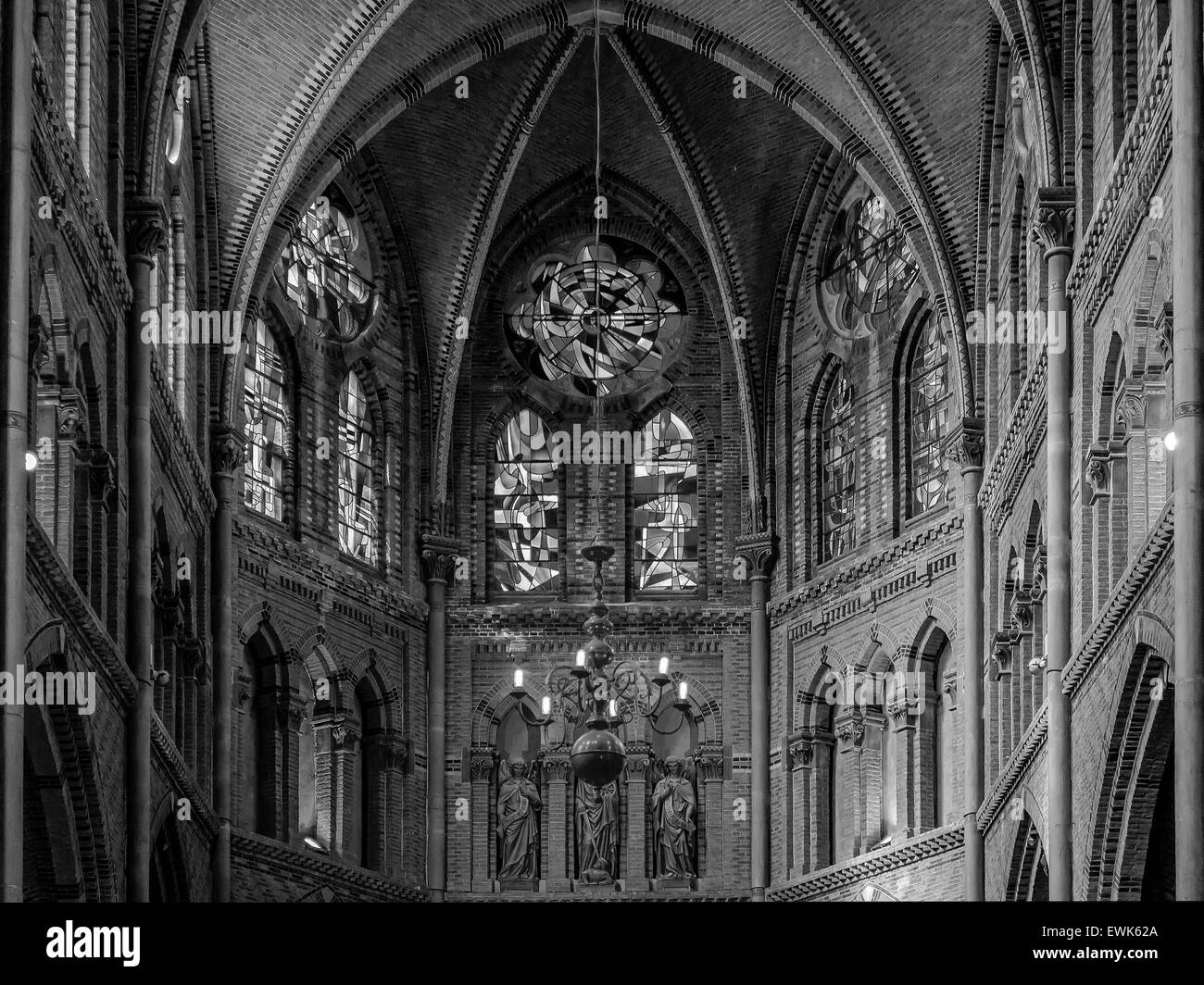 Interior inside catholic temple Black and White Stock Photos & Images ...
