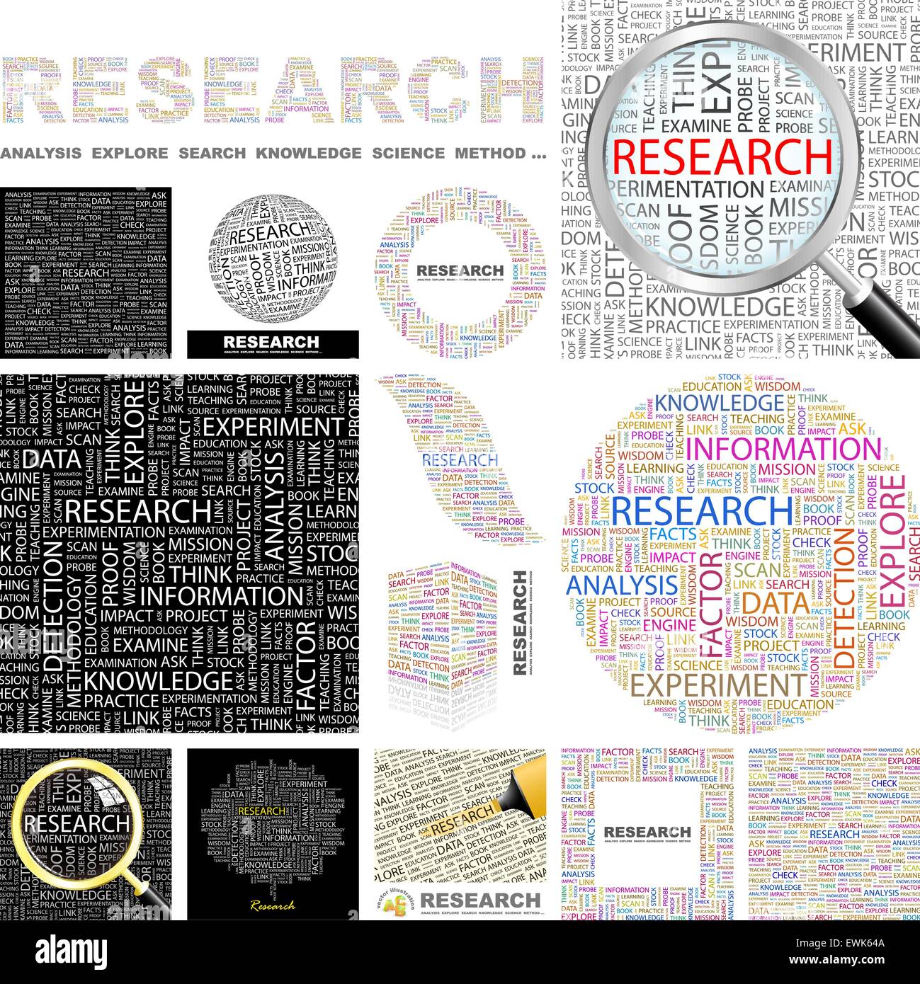 Research Word Cloud Illustration Wordcloud Collage Concept