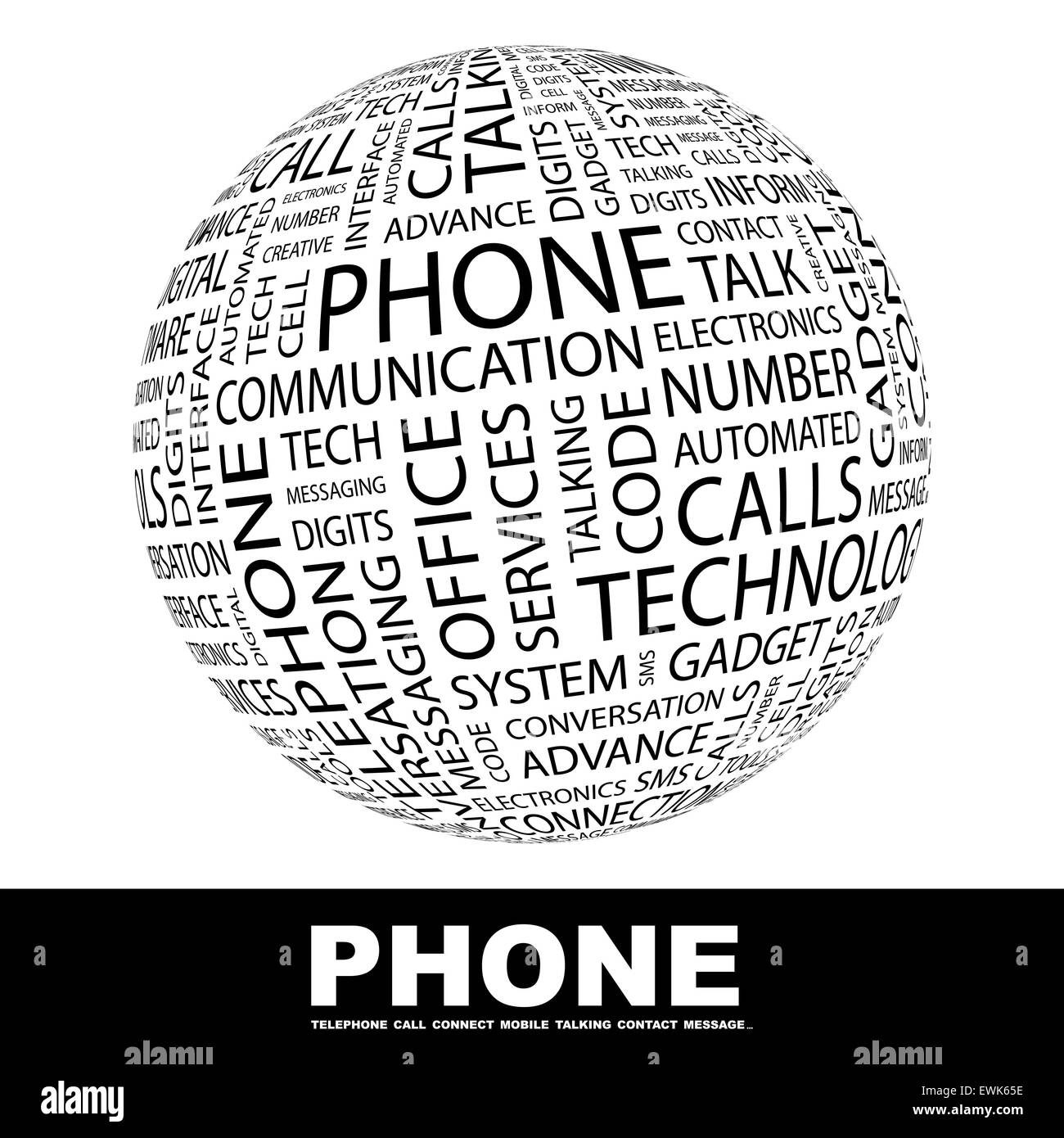 PHONE. Word cloud illustration. Tag cloud concept collage Stock Vector ...