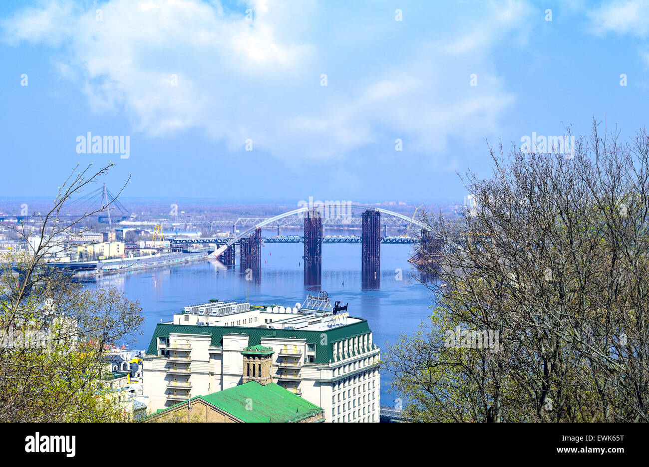 Bridge construction site across dnieper river hi-res stock photography ...
