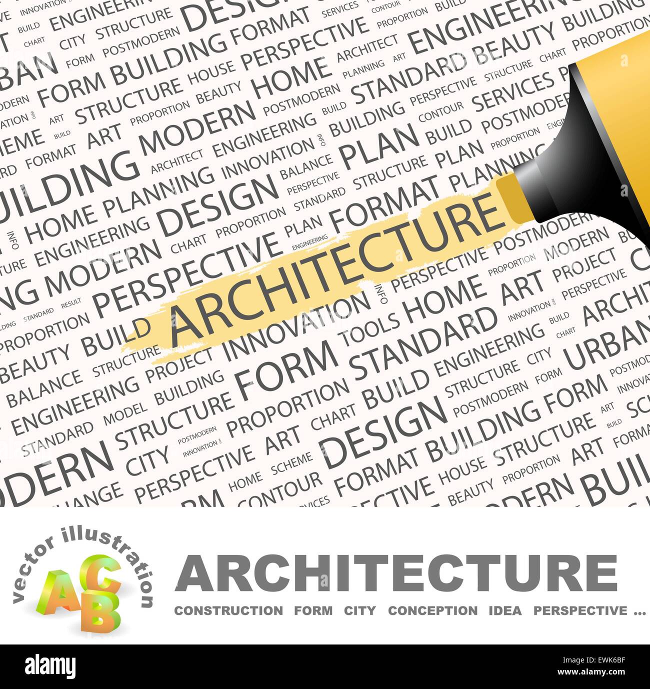 ARCHITECTURE. Concept illustration. Graphic tag collection. Wordcloud ...