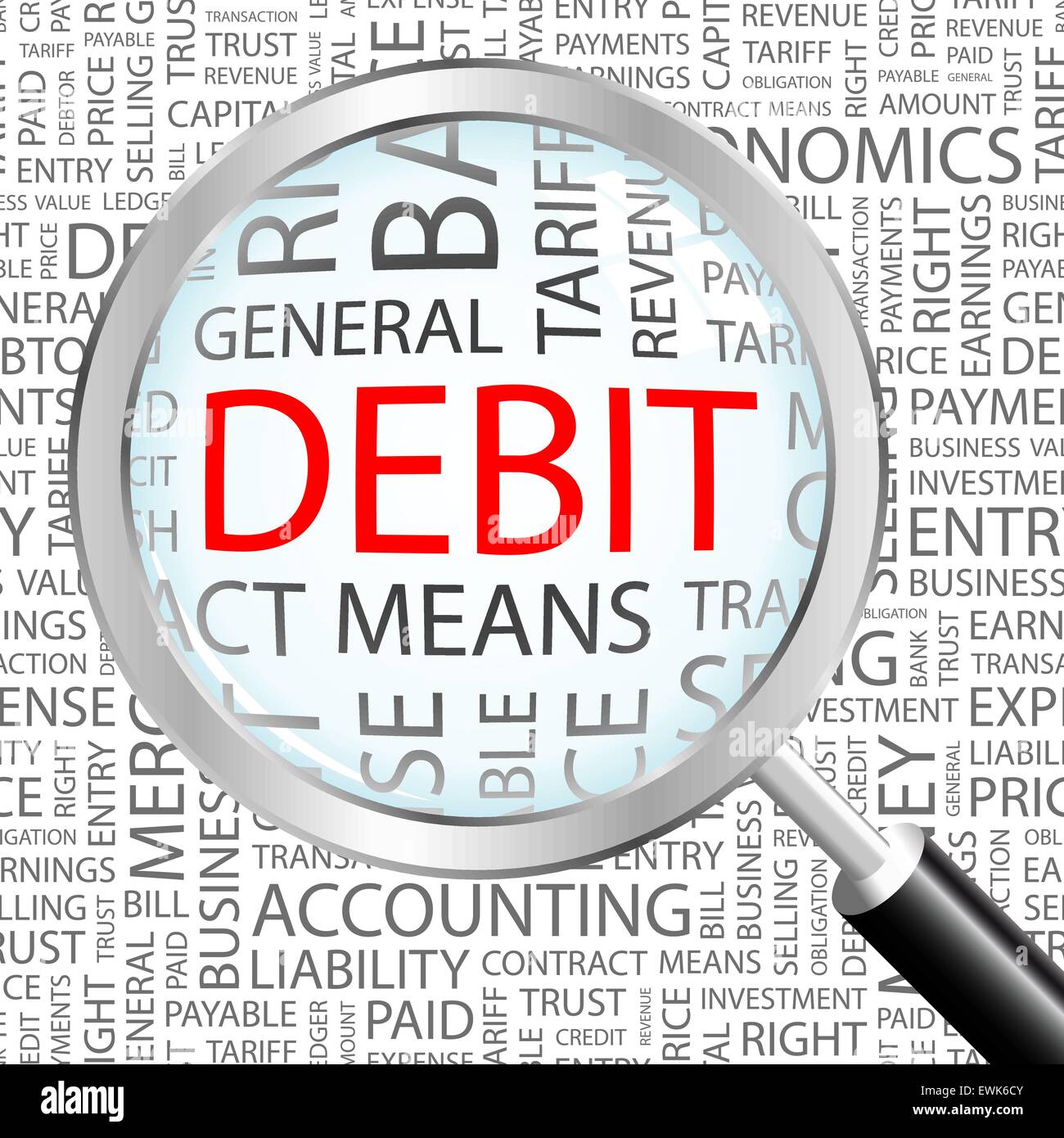 DEBIT. Word cloud concept illustration. Wordcloud collage Stock Vector ...