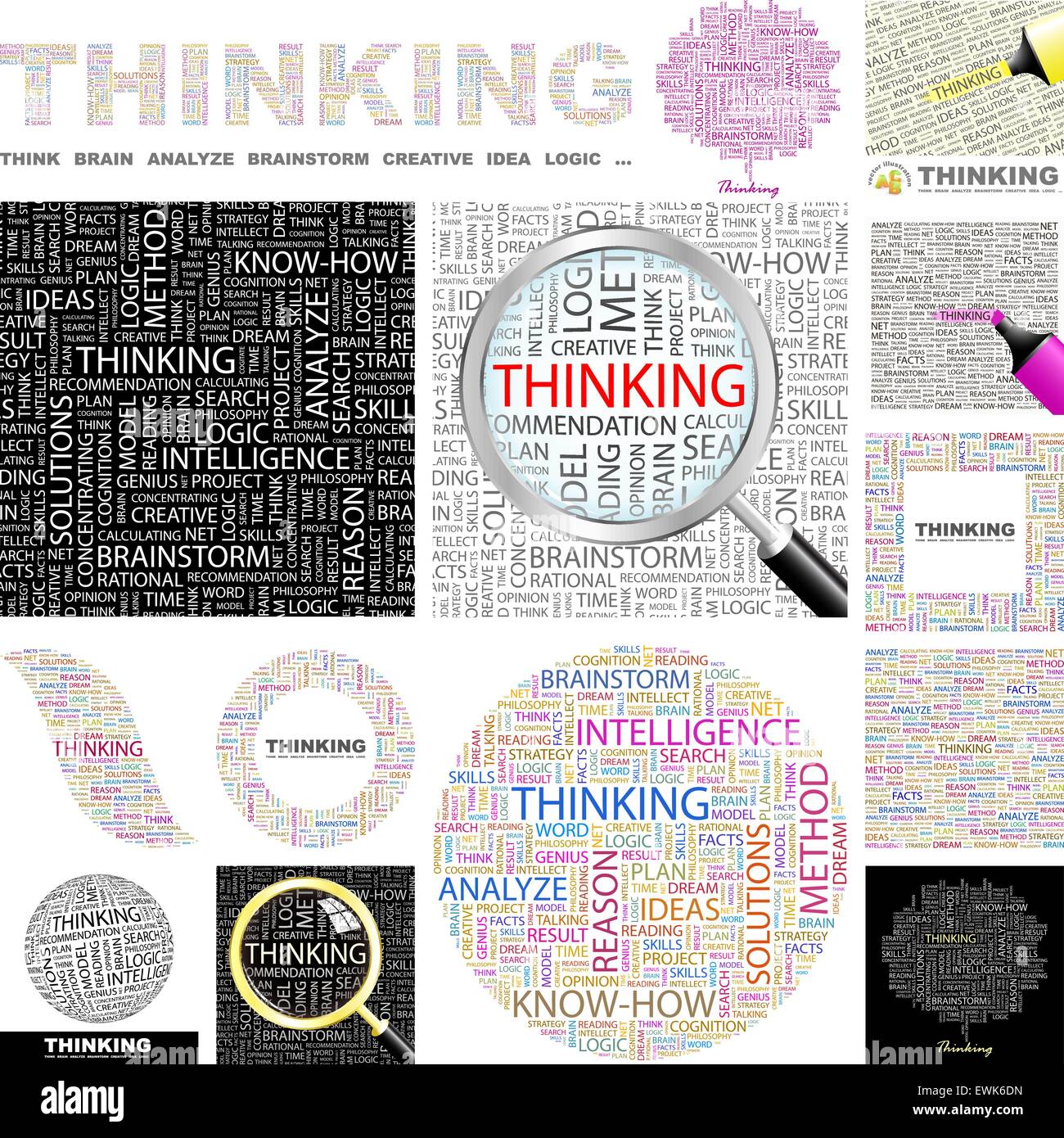 Thinking. Word cloud illustration. Wordcloud collage. Concept ...