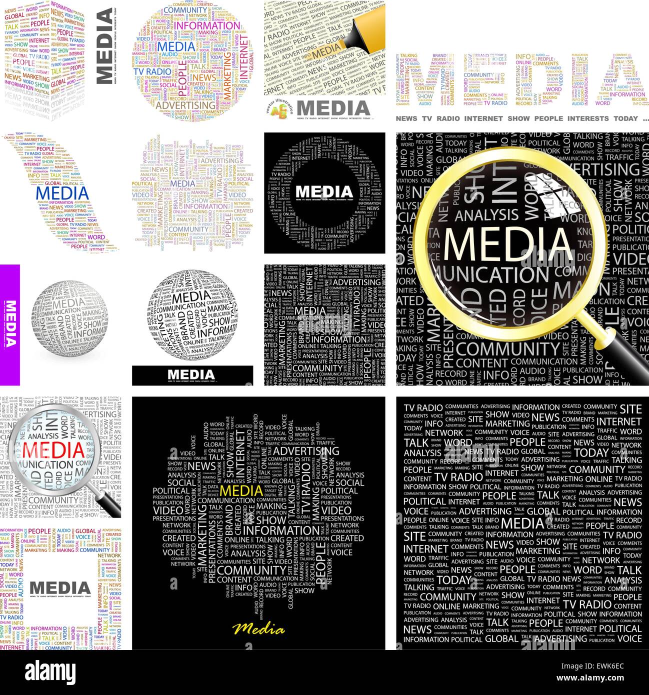 Media. Word cloud illustration. Wordcloud collage. Concept illustration ...