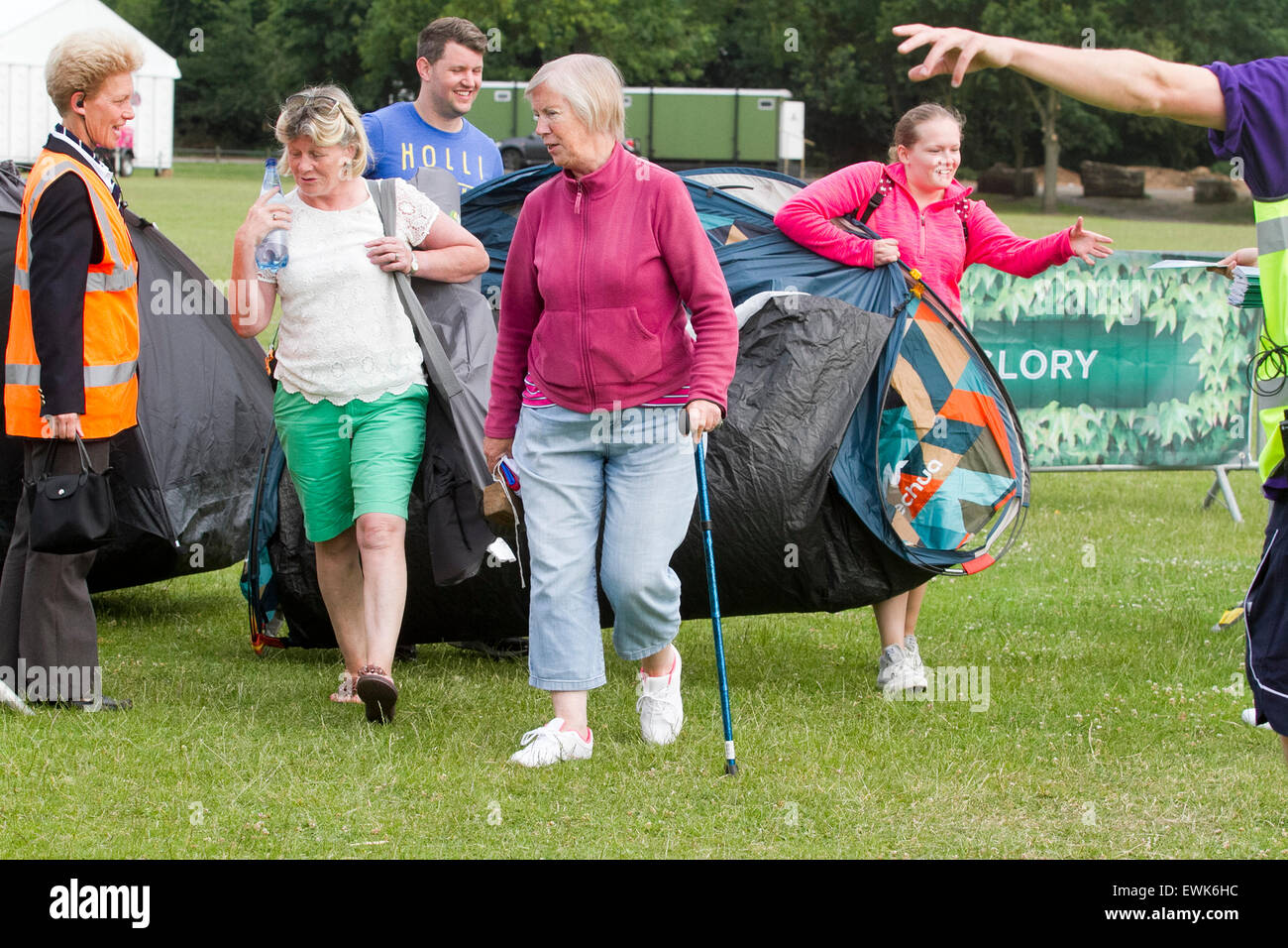 Wimbledon, London, UK. 28th June, 2015. First queuers Bridget and ...