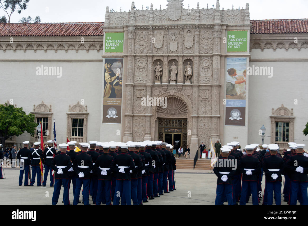 Marines parading through Balboa Park, San Diego, an the 100th ...
