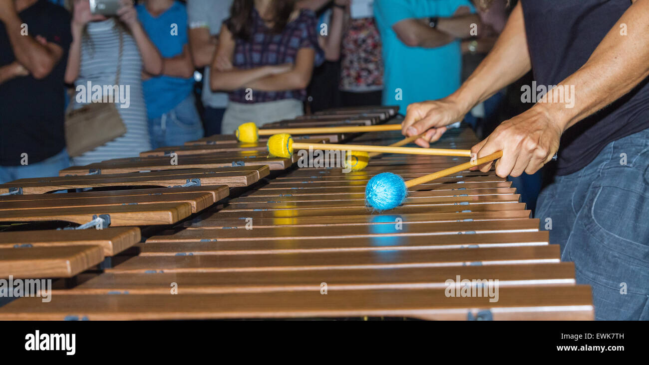 Hands of musician playing the marimba Stock Photo - Alamy