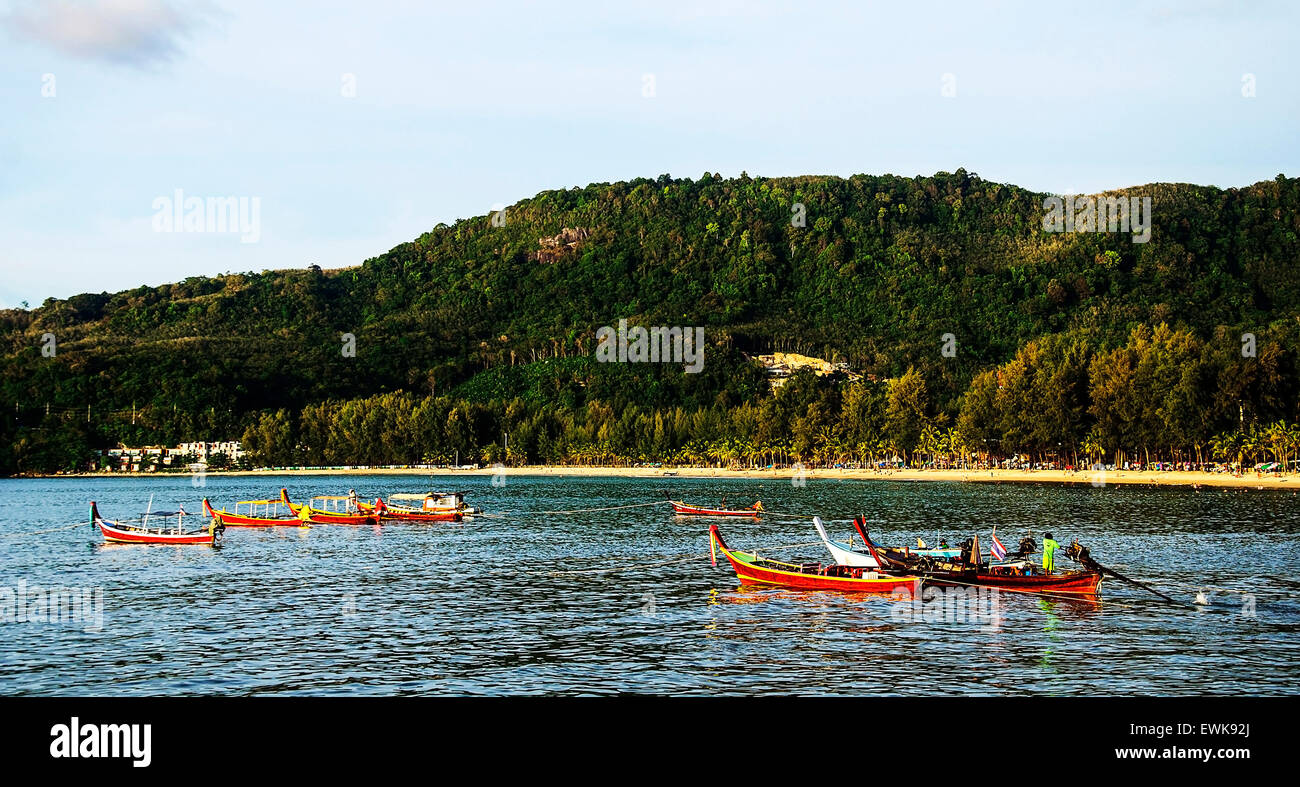 Beautiful nature and beautiful of sea with fishing boat Stock Photo - Alamy