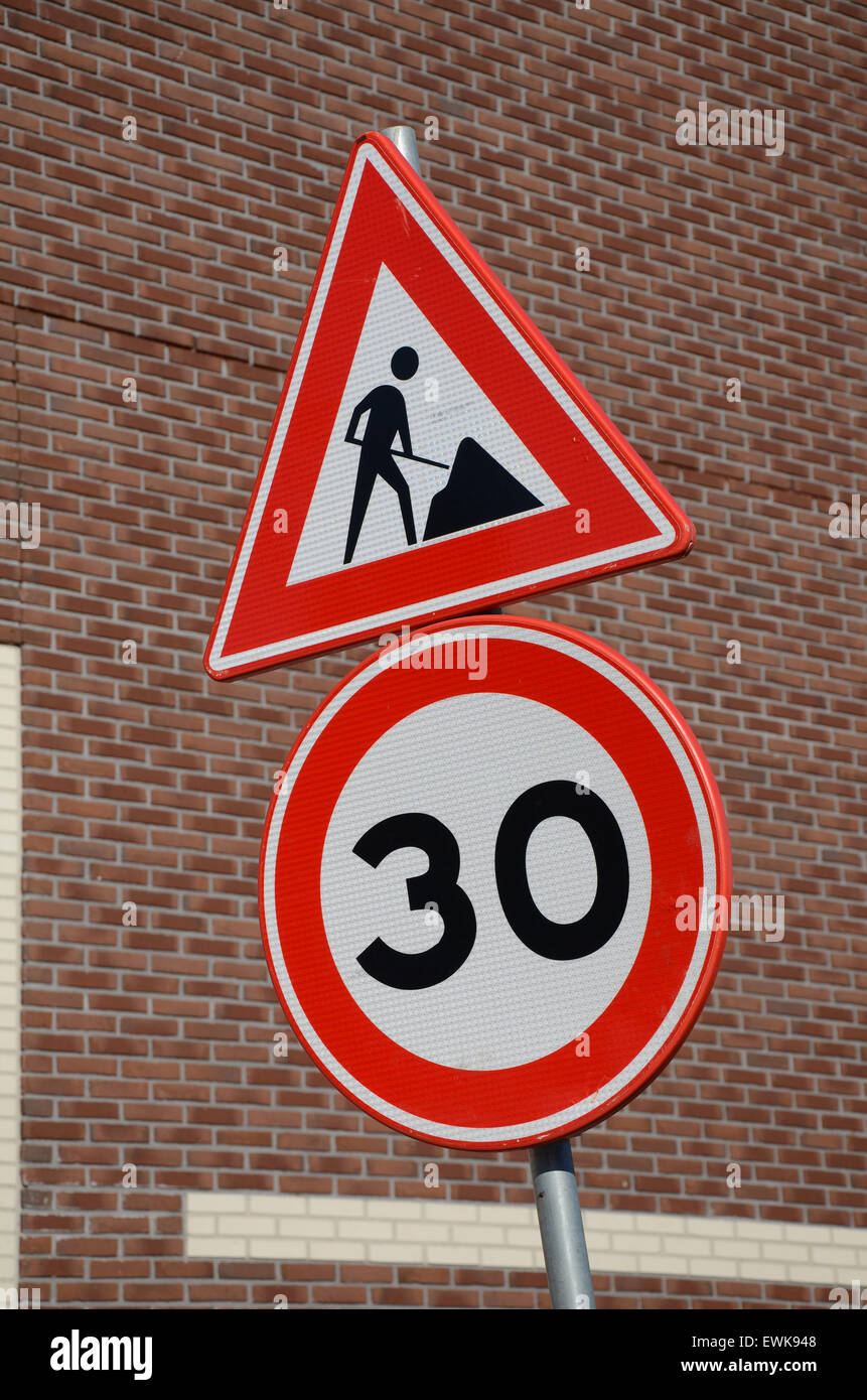 traffic sign, work in progress Netherlands Stock Photo - Alamy