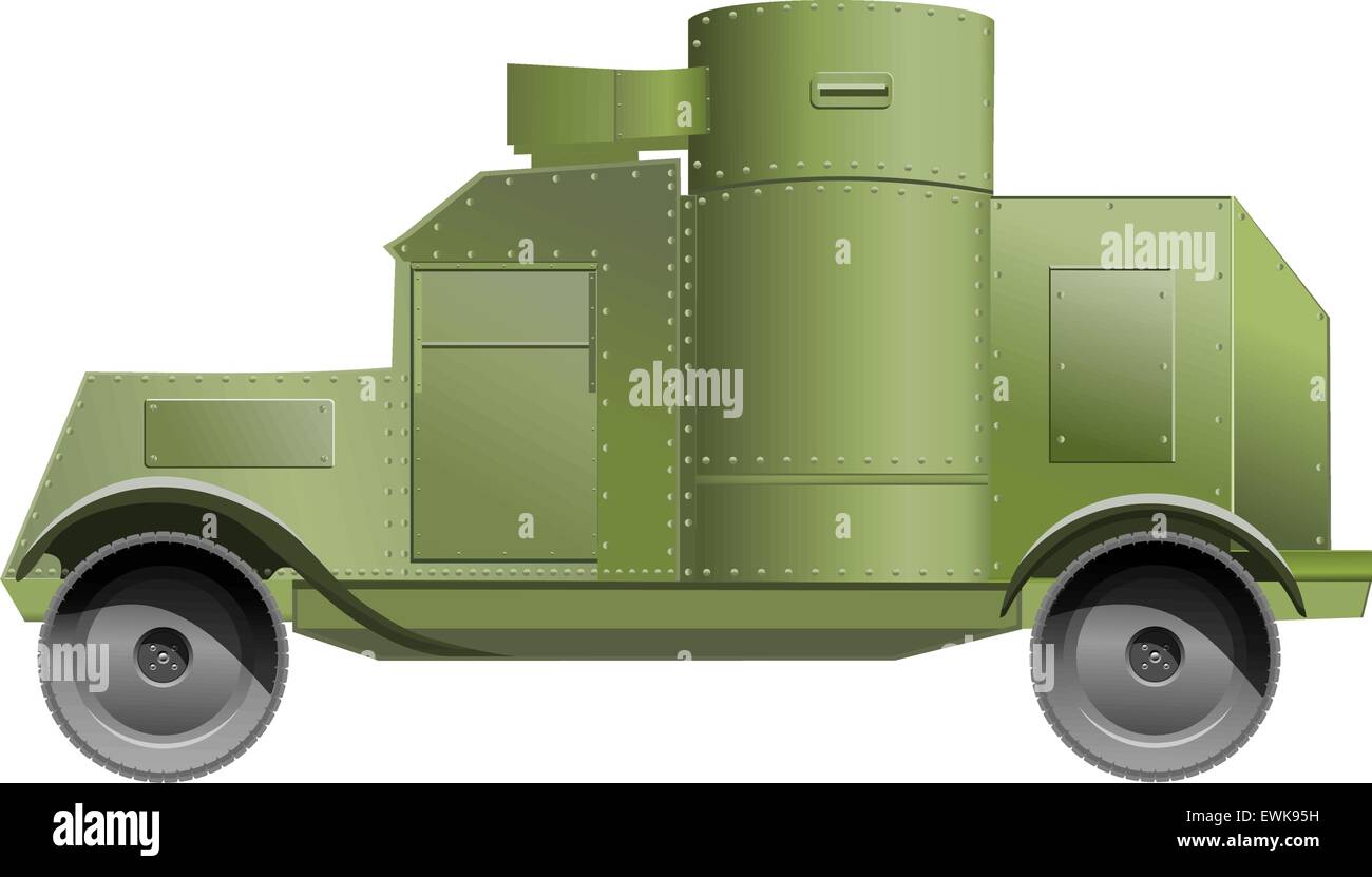 Vintage and retro armored car isolated on white Stock Vector Image ...