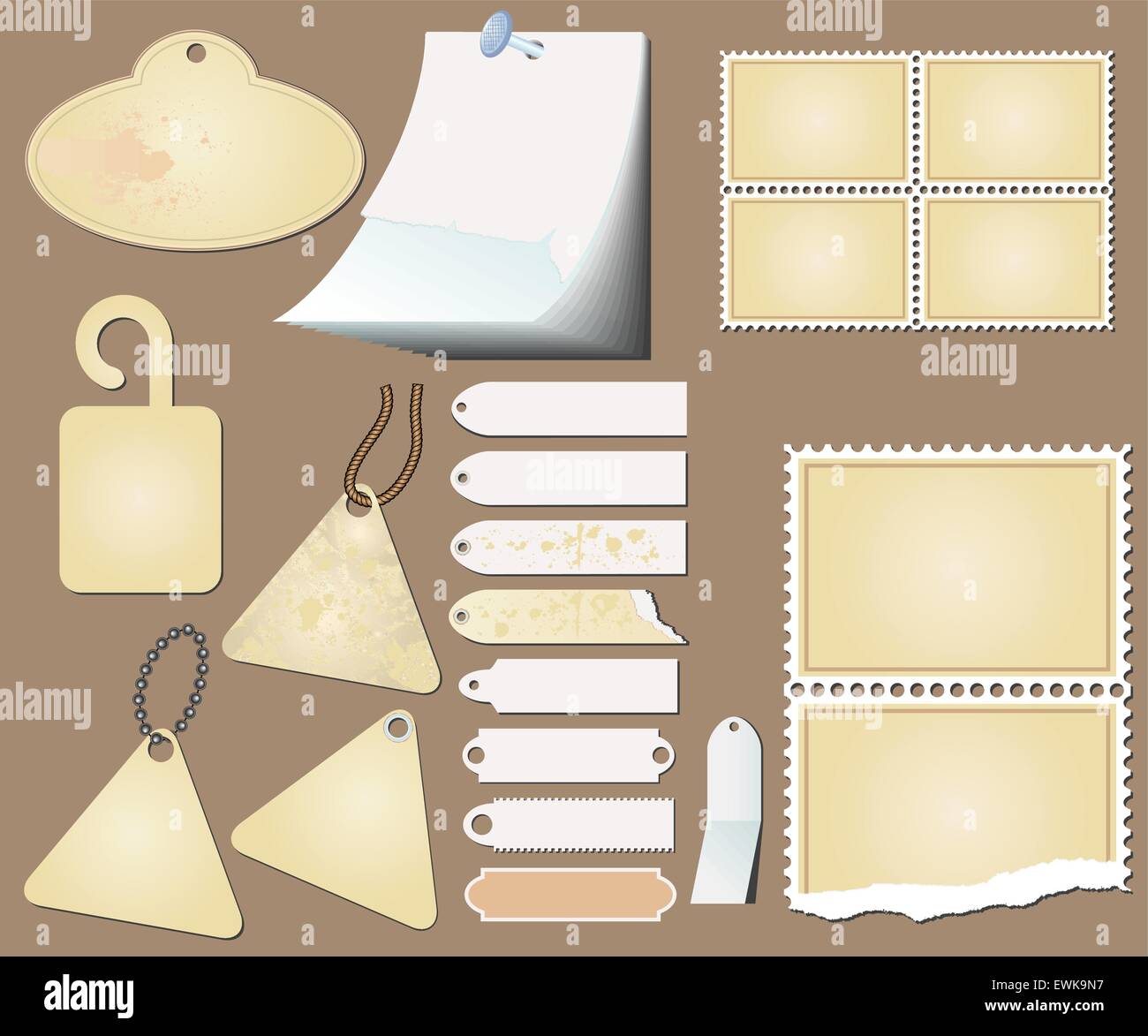 Vector set grunge scrapbooks tablets tag labels stamps tickets Stock ...