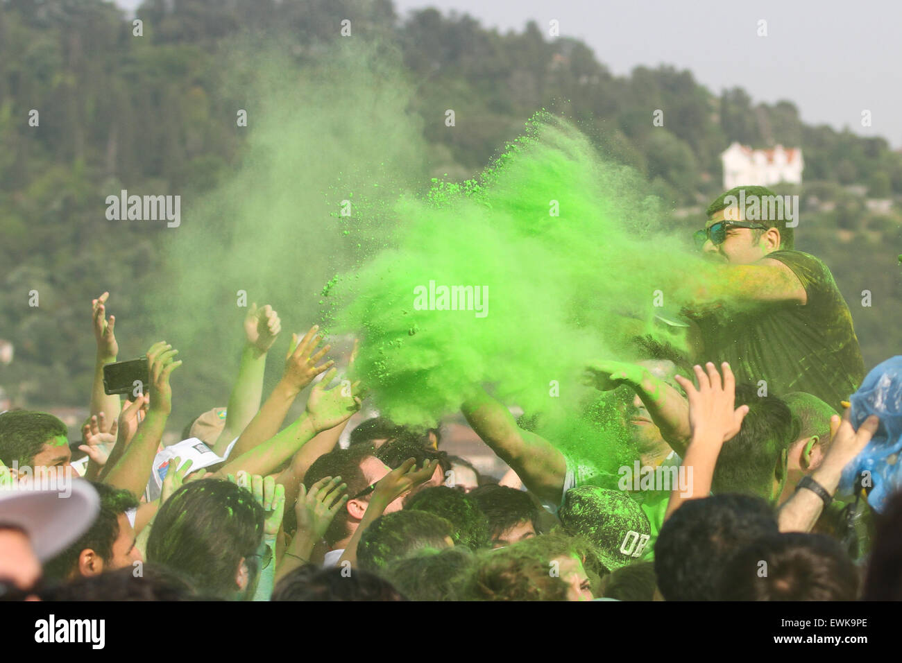 People are running colors during Color Up Run Istanbul Stock Photo - Alamy