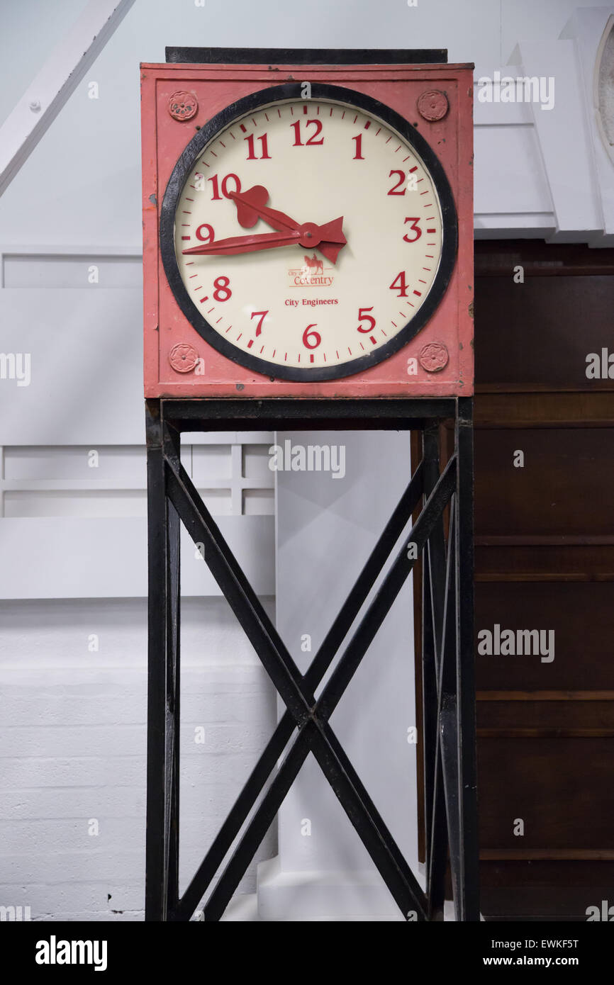 Factory clock tower on display at Coventry Transport Museum Stock Photo ...