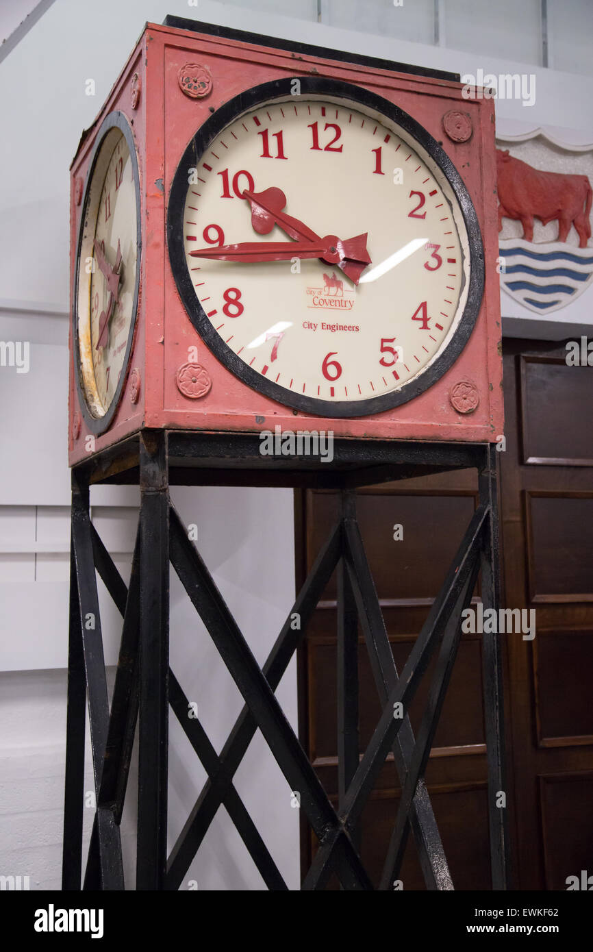 Factory clock tower on display at Coventry Transport Museum Stock Photo ...