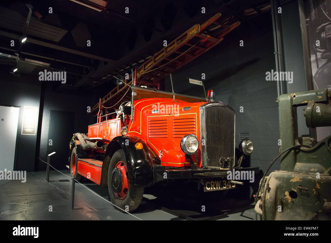 Vintage fire engine on display at Coventry Transport Museum Stock Photo ...
