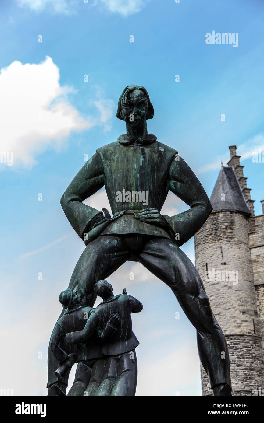 Statue of Lange Wapper, Antwerp, Belgium Stock Photo - Alamy