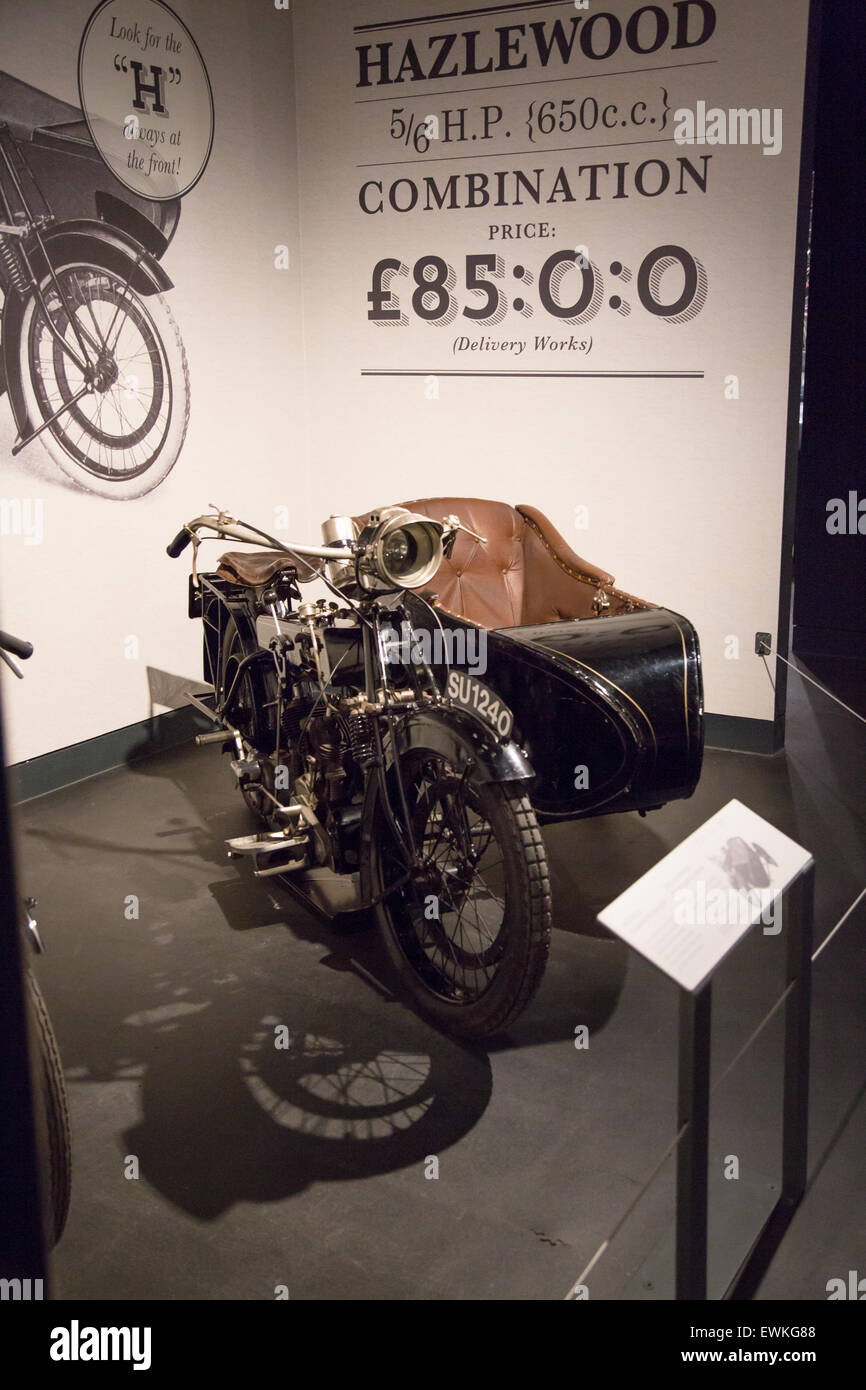 Vintage motorcycles on display at Coventry Transport Museum Stock Photo ...