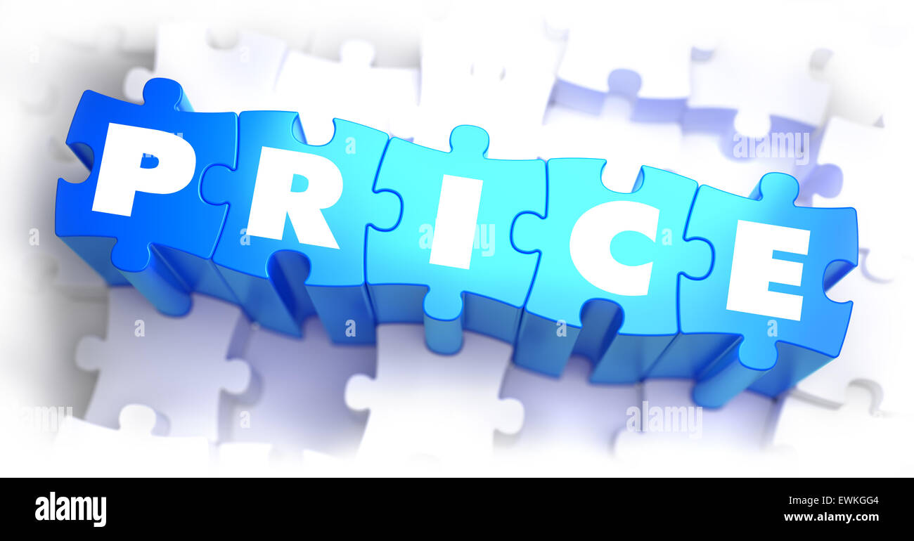 Price - Text on Blue Puzzles Stock Photo - Alamy