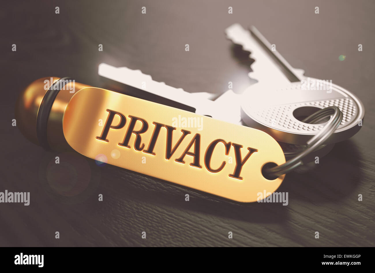 Keys with Word Privacy on Golden Label Stock Photo - Alamy