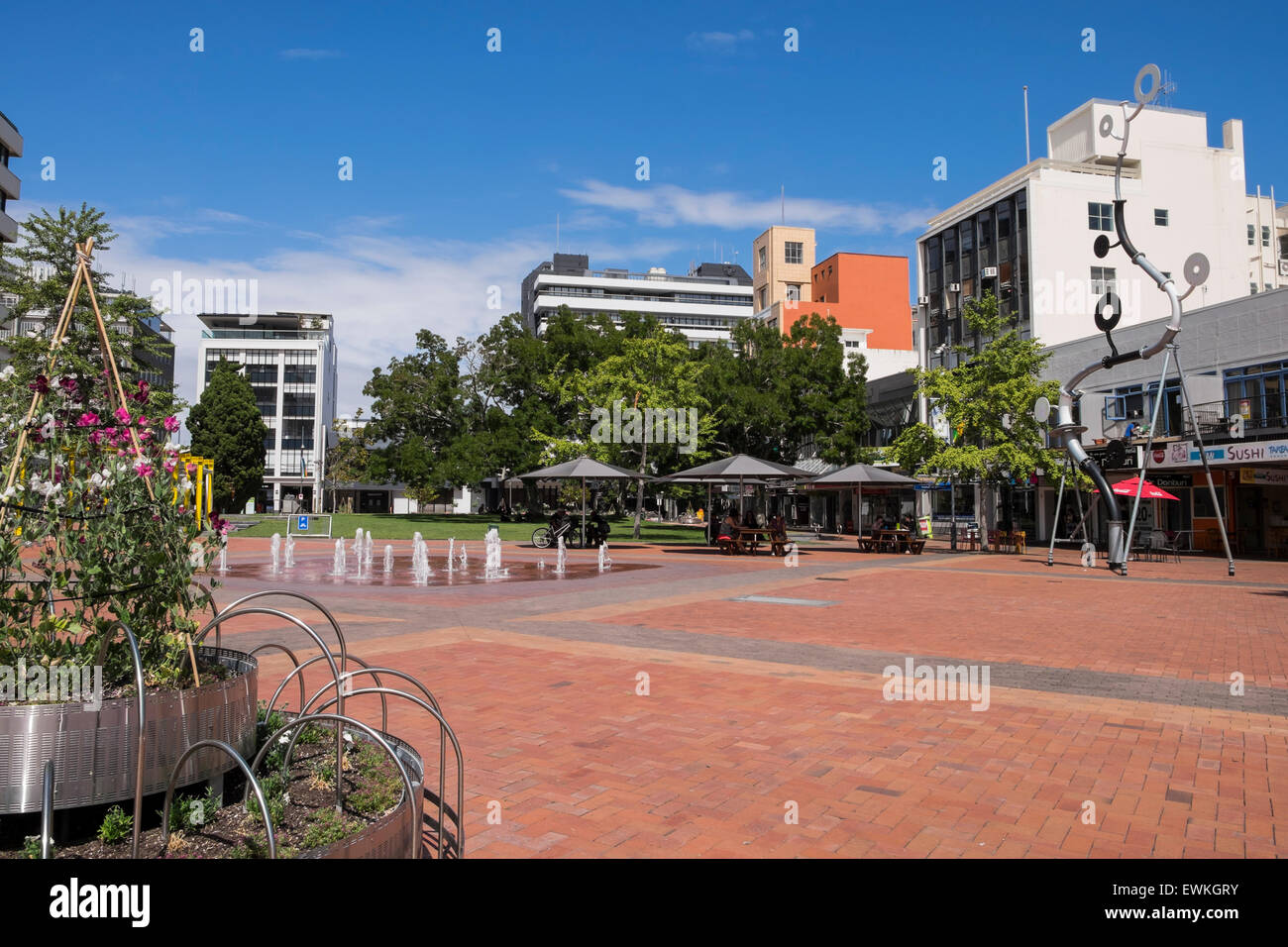Garden Place, an open public square in the city center of Hamilton, New ...