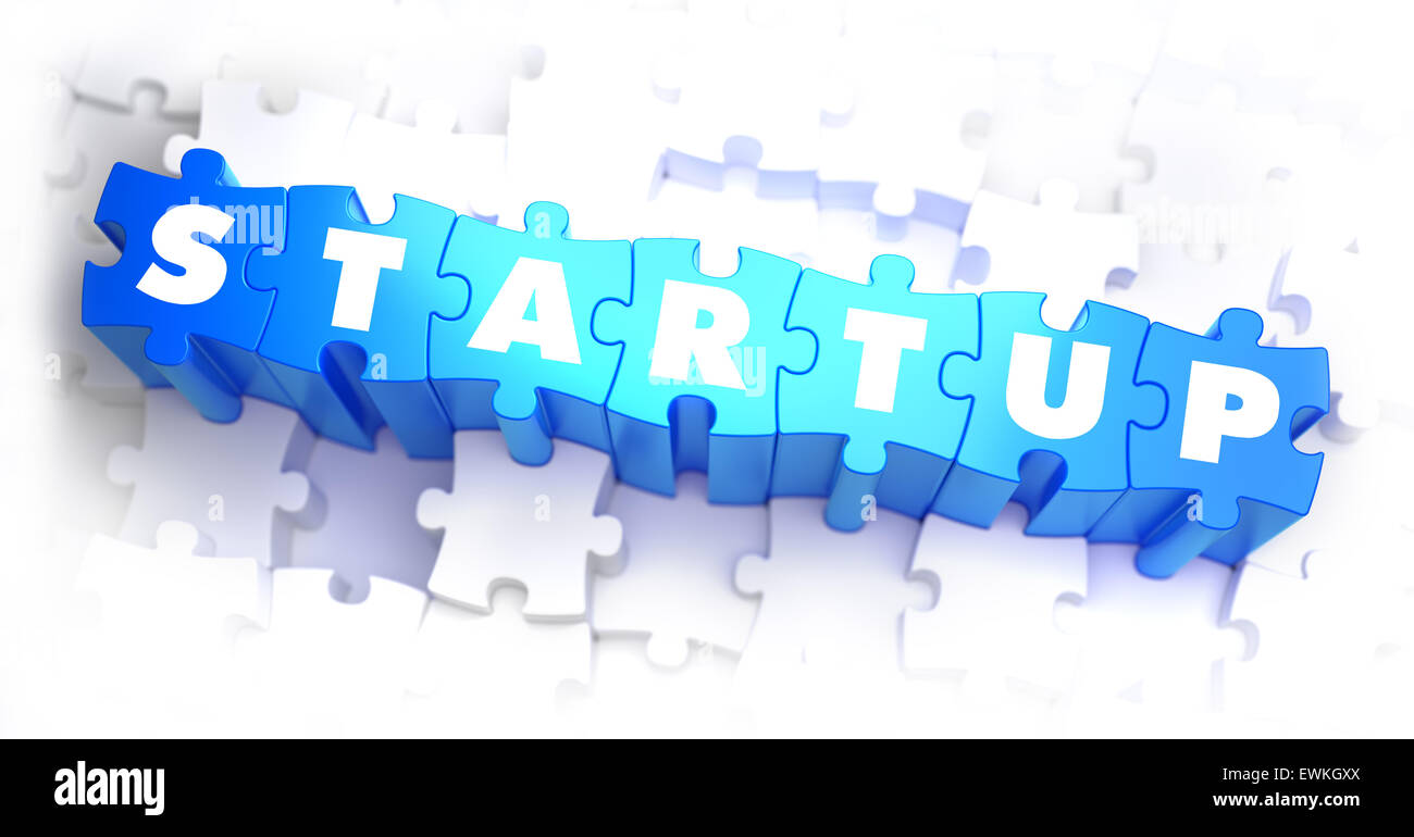 Startup - White Word on Blue Puzzles Stock Photo - Alamy