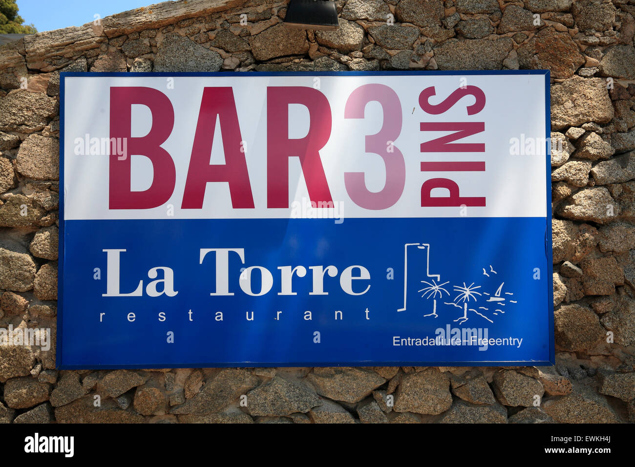 Calella Palafrugell beach, bar-sign, Costa Brava, Catalonia, Spain ...