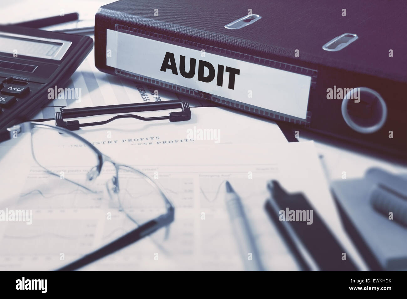 Audit on Office Folder. Toned Image Stock Photo - Alamy