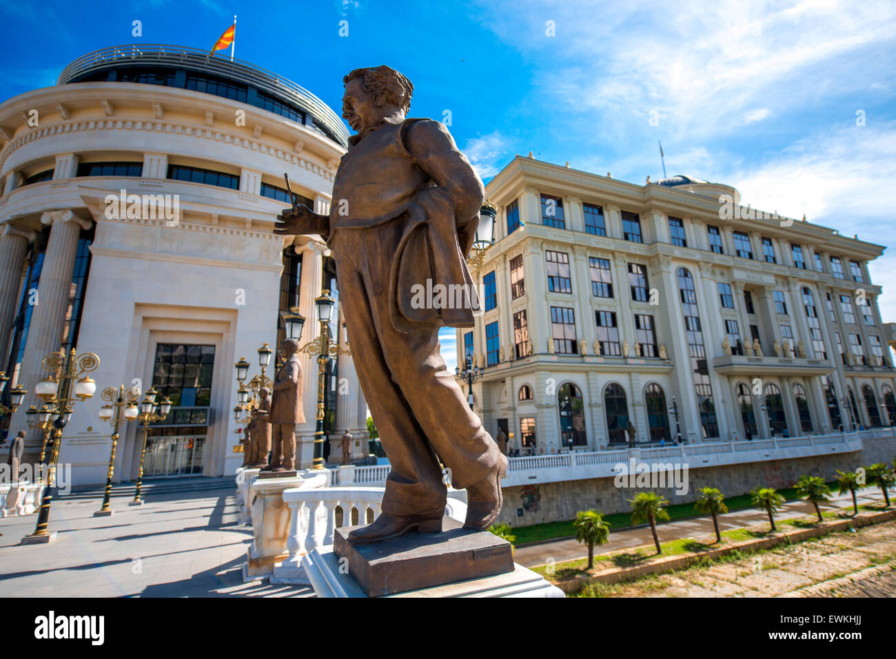 Sculptures on the Art bridge in Skopje Stock Photo - Alamy