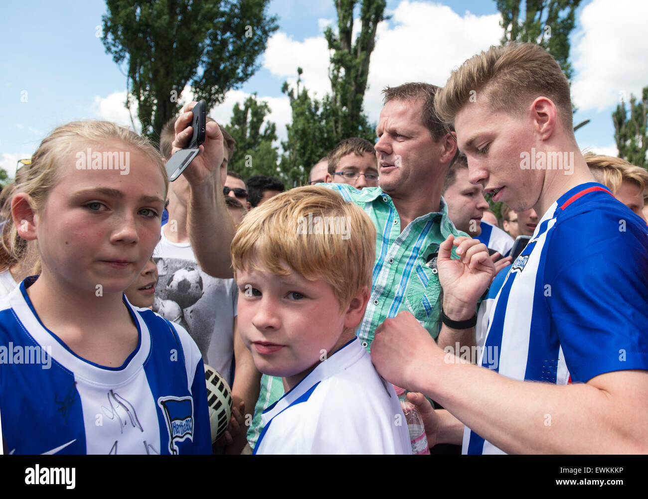 Berlin, Germany. 28th June, 2015. Hertha's new arrival Mitchell Weiser ...
