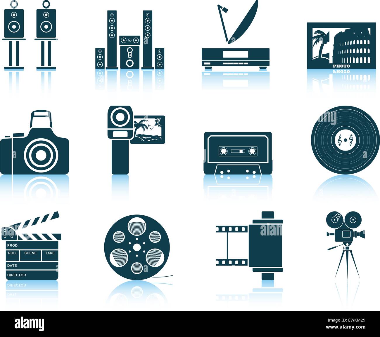 Set of multimedia icons. EPS 10 vector illustration without transparency Stock Vector Image ...