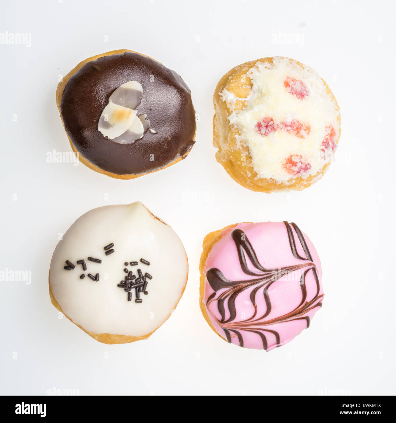 4 piece donut flavors isolated on White Background Stock Photo - Alamy