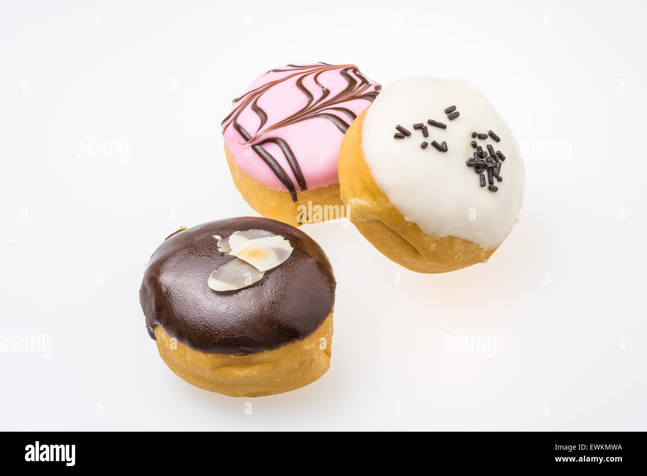 3 piece donut flavors isolated on White Background Stock Photo - Alamy