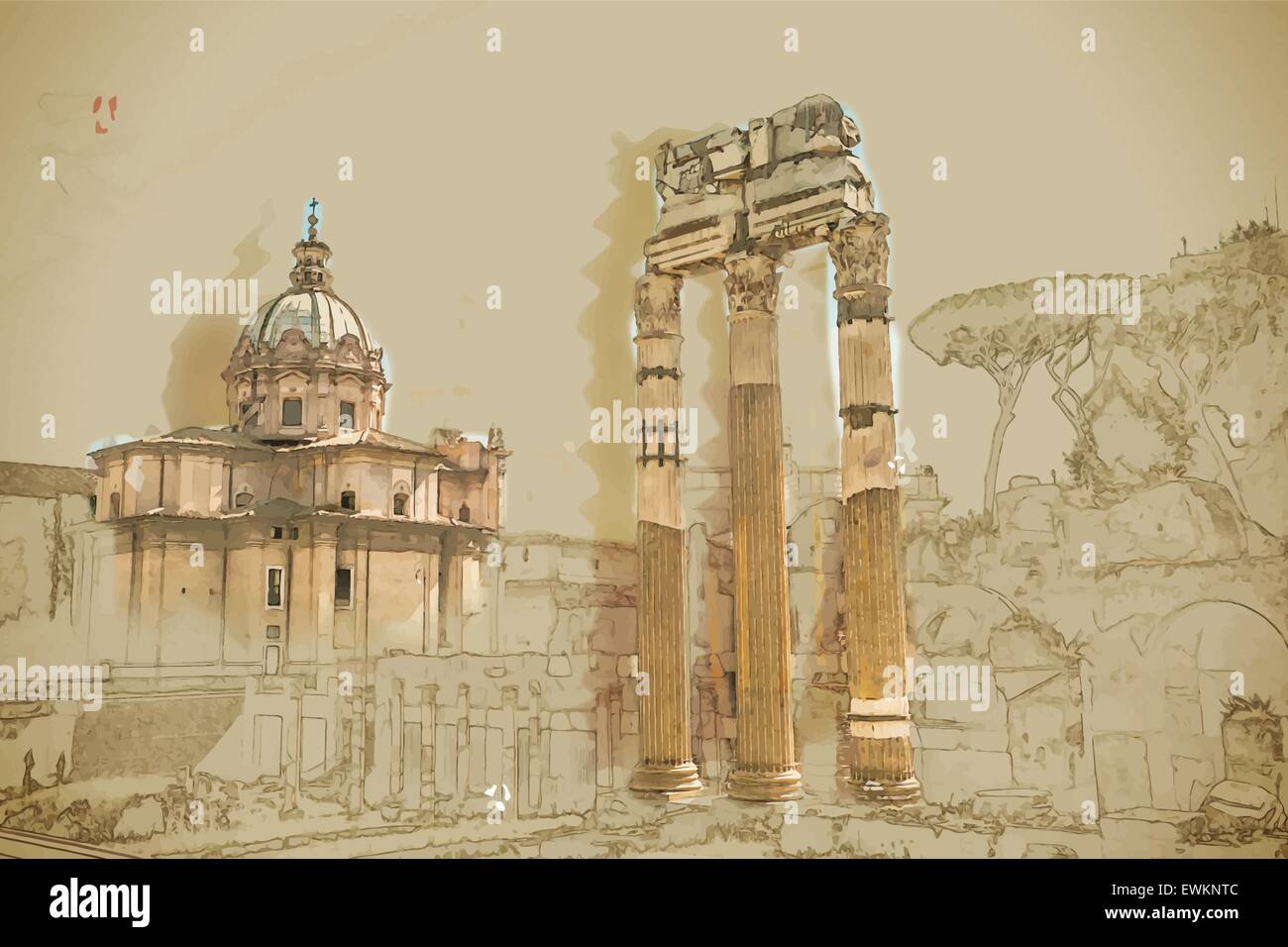 Ruins of the Roman Forum Stock Vector Image & Art - Alamy