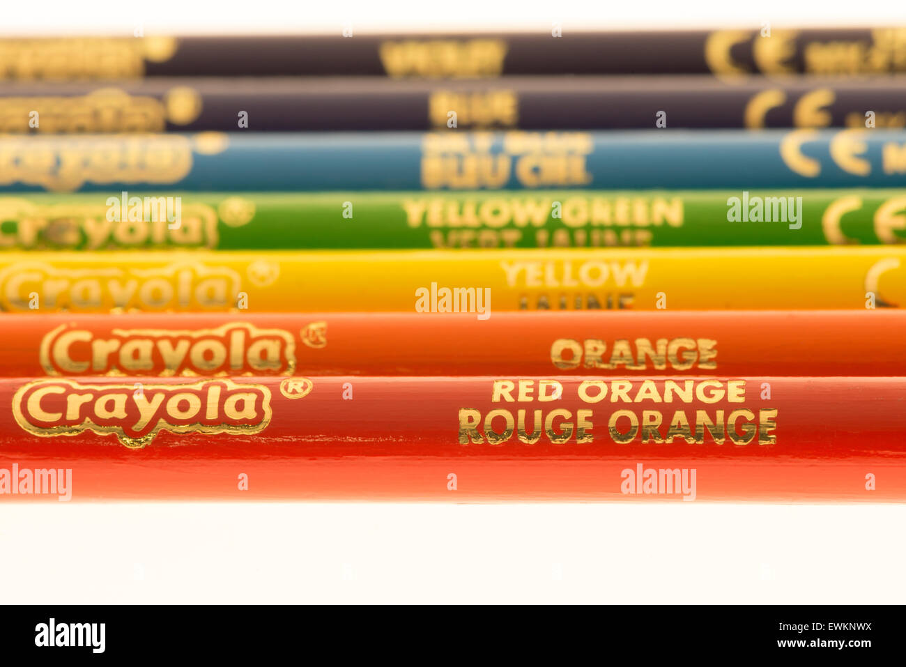 colouring pencils in colour order Stock Photo - Alamy