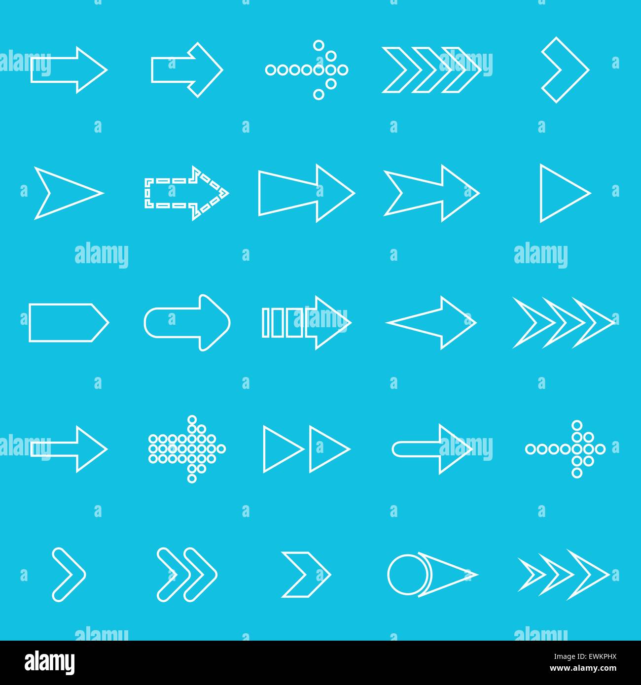 Arrow line icons on blue background, stock vector Stock Vector Image ...
