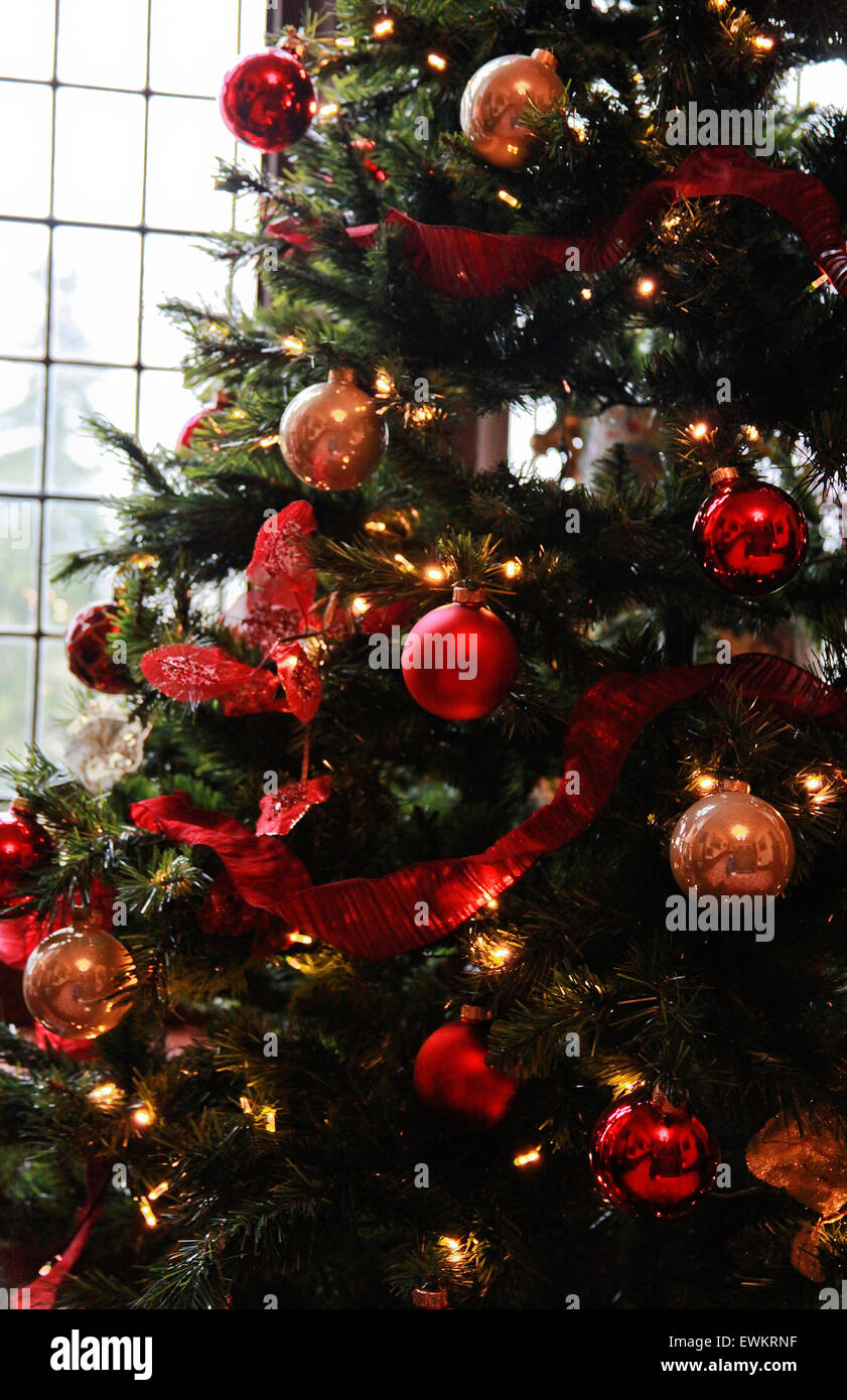 Christmas tree with window in the background Stock Photo - Alamy