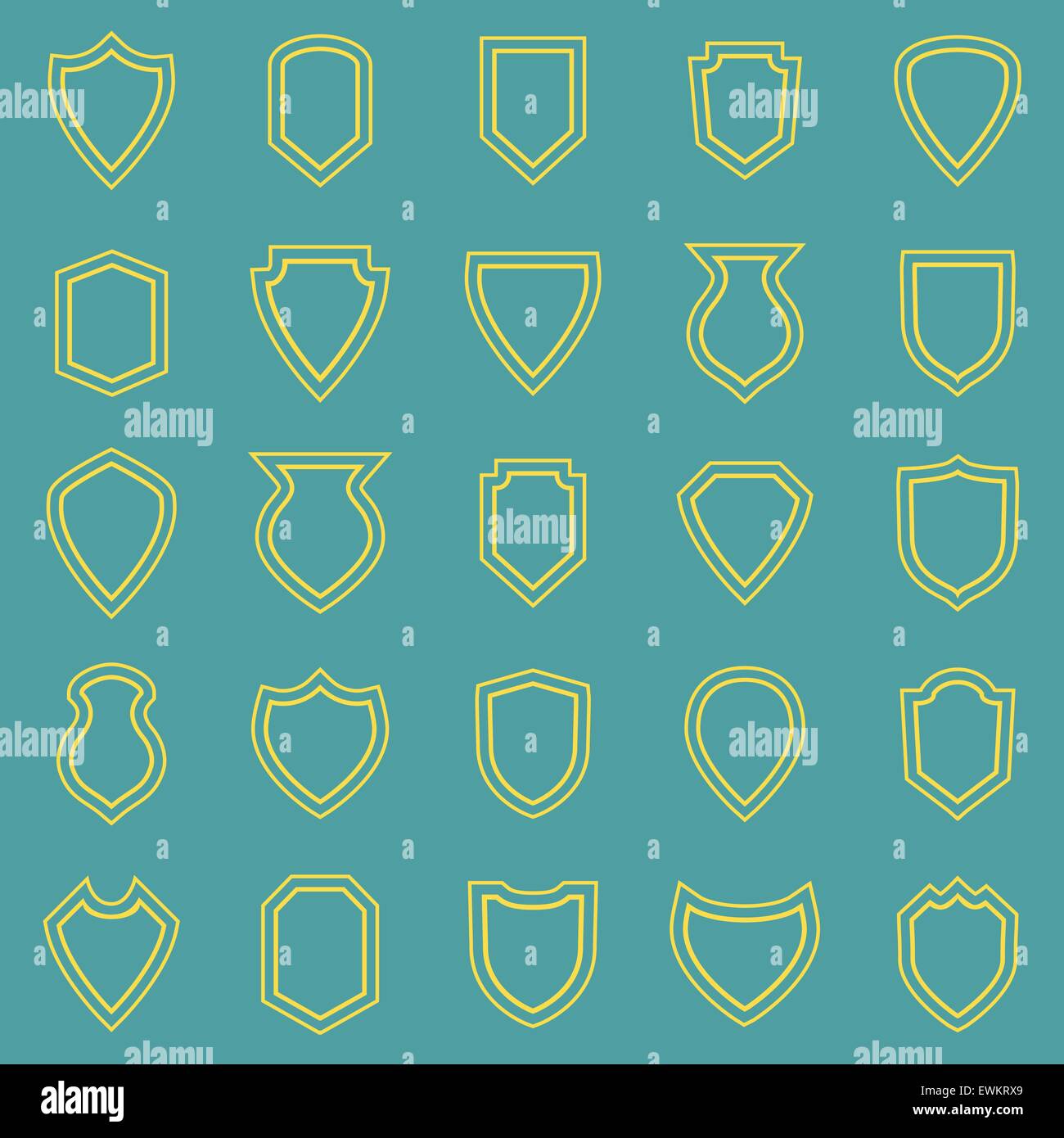 Shield line icons on blue background, stock vector Stock Vector Image ...