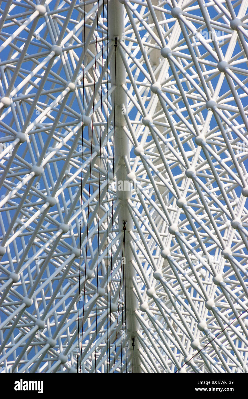 The white metal framework structure of the Kobe Maritime Museum. The ...